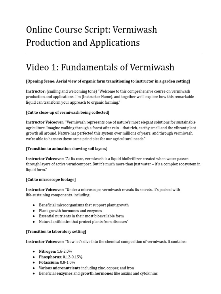 Vermiwash Script - English | PDF | Filtration | Agriculture