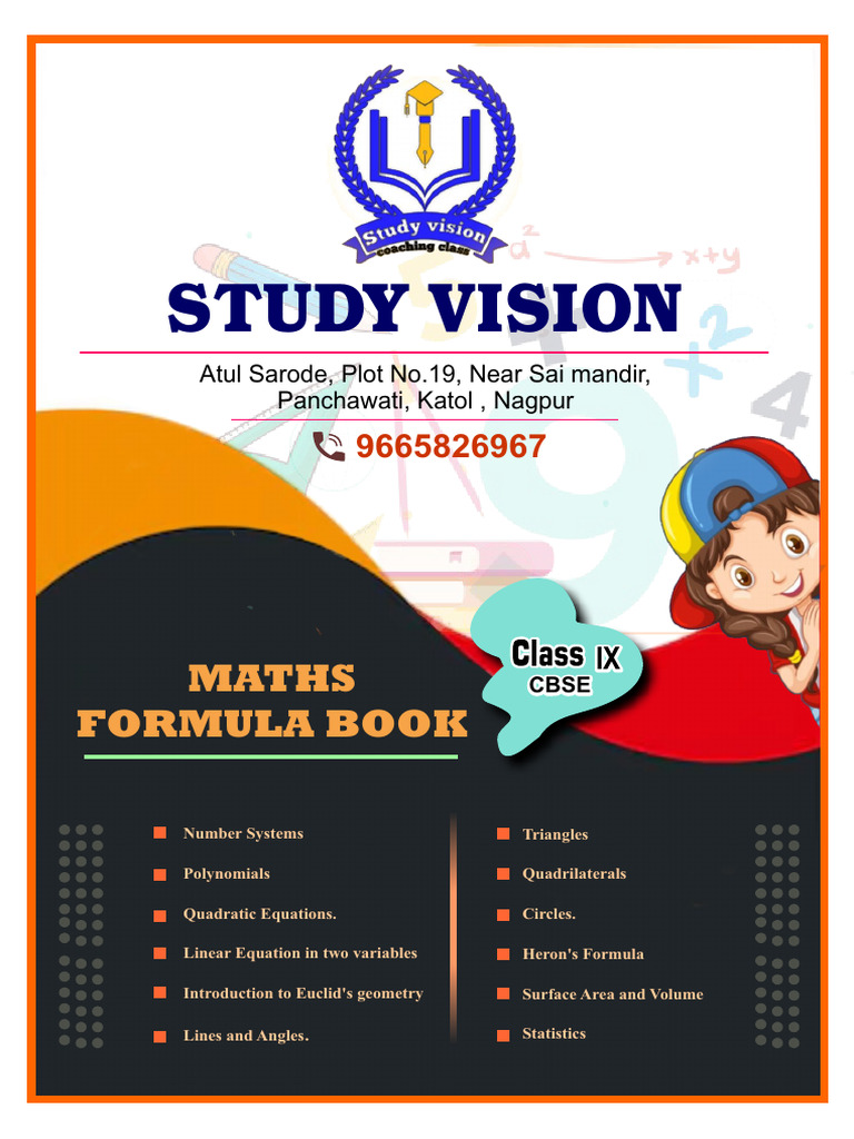 CBSE Class IX Maths Formula Book | PDF | Triangle | Line (Geometry)