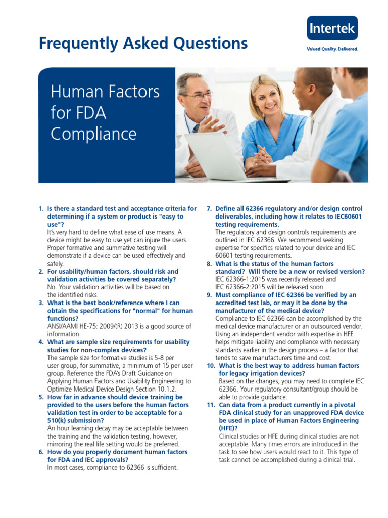 Human Factors For FDA Compliance LR - FINAL | PDF