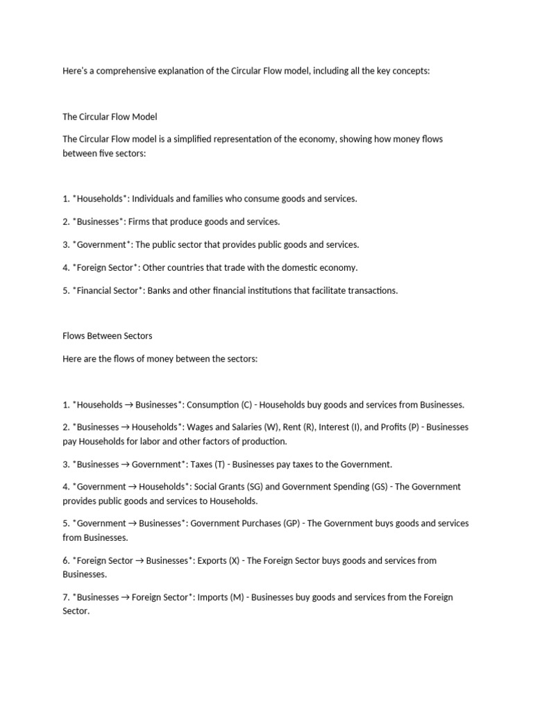 The Circular Flow EMS Notes | PDF | Consumption (Economics) | Economies