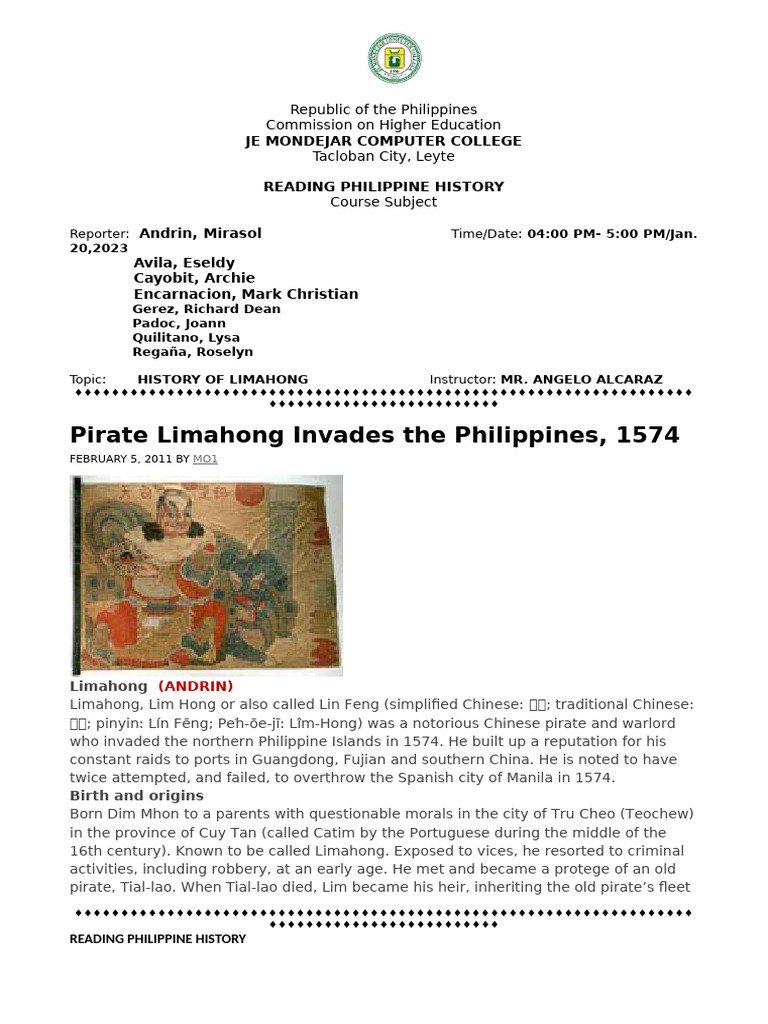 Limahong's 1574 Pirate Invasion of Manila | PDF | Piracy