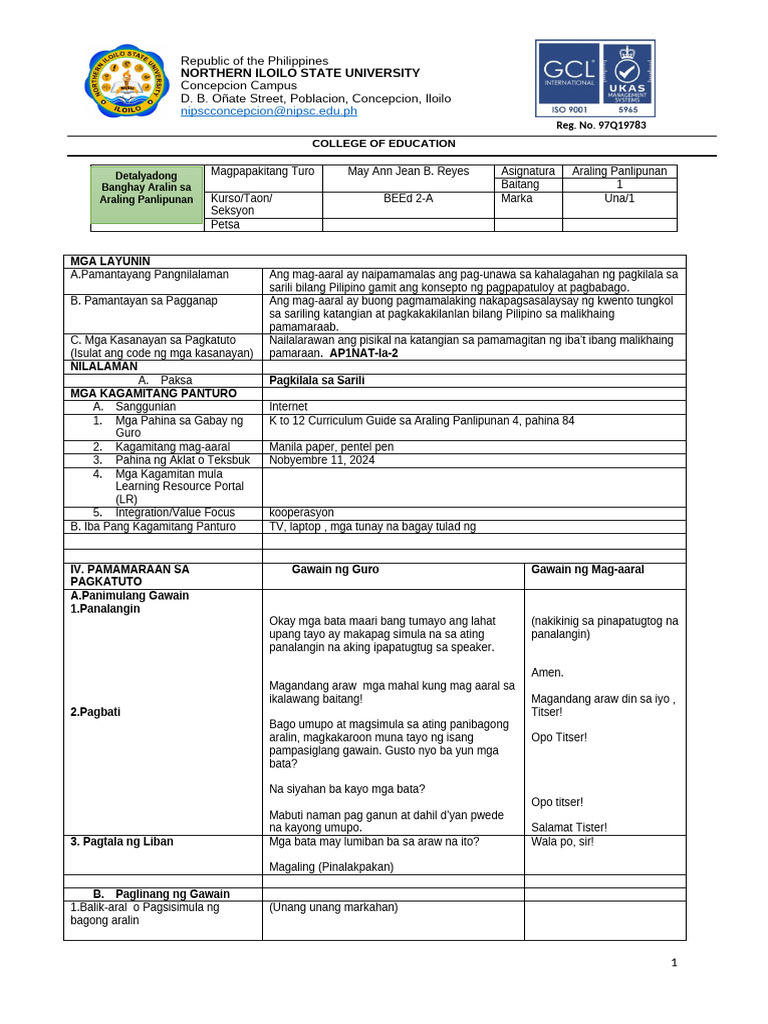 AP Lesson Plan. M.Reyes | PDF
