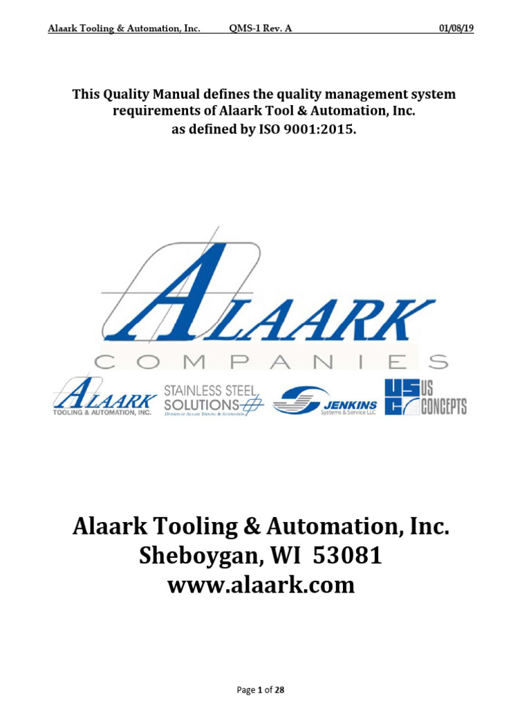 Quality Manual QMS 1 Rev A. | PDF | Quality Management System ...