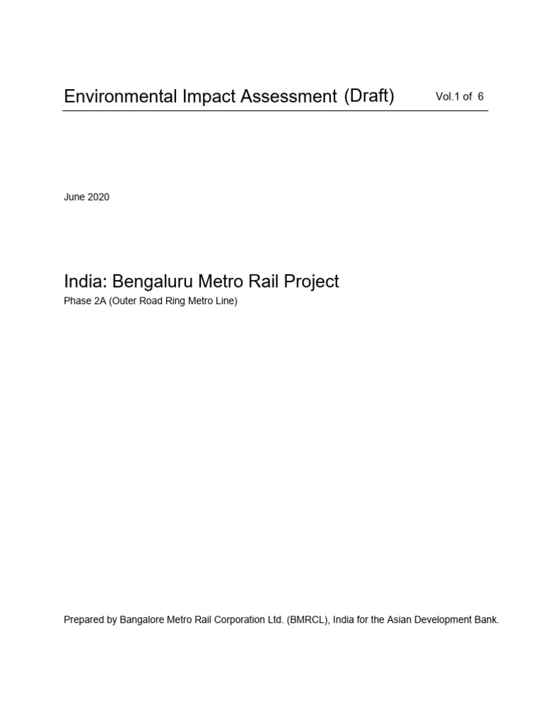 Bengaluru Metro Rail Project - EIA | PDF | Environmental Impact ...