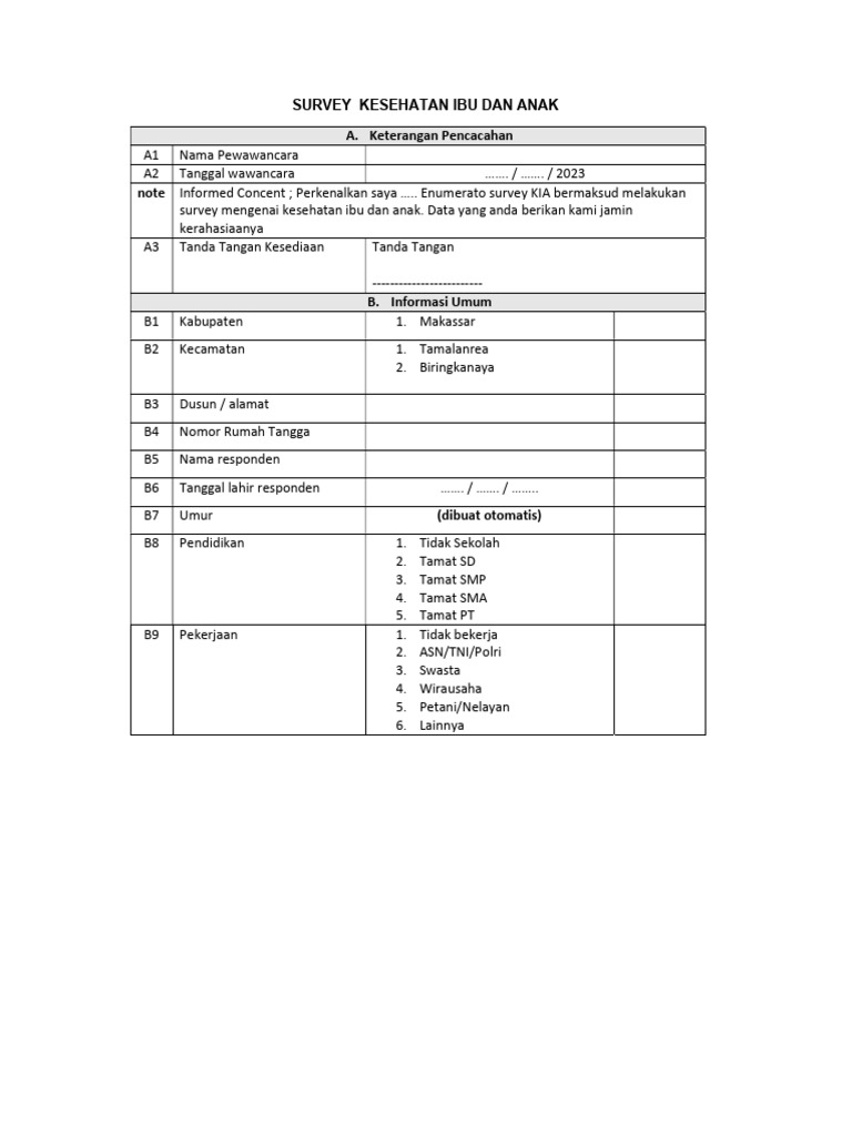 Kuesioner Latihan | PDF