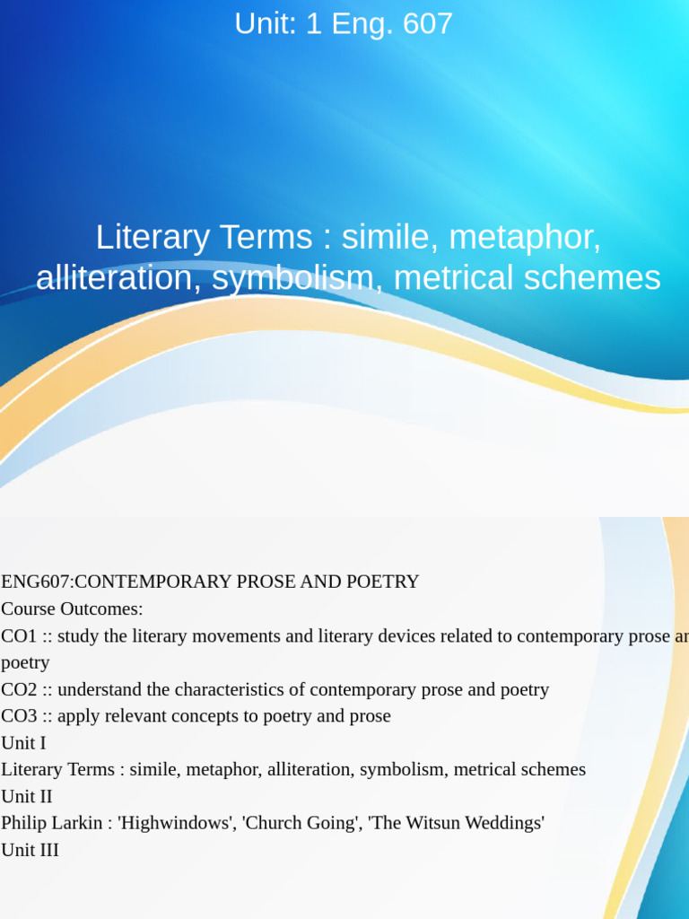 Final 607 Contemporary Prose and Poetry | PDF | Metaphor | Poetry