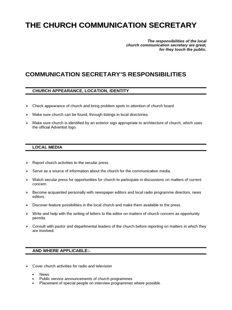 Communication Secretaries Guide | PDF | Internet | News