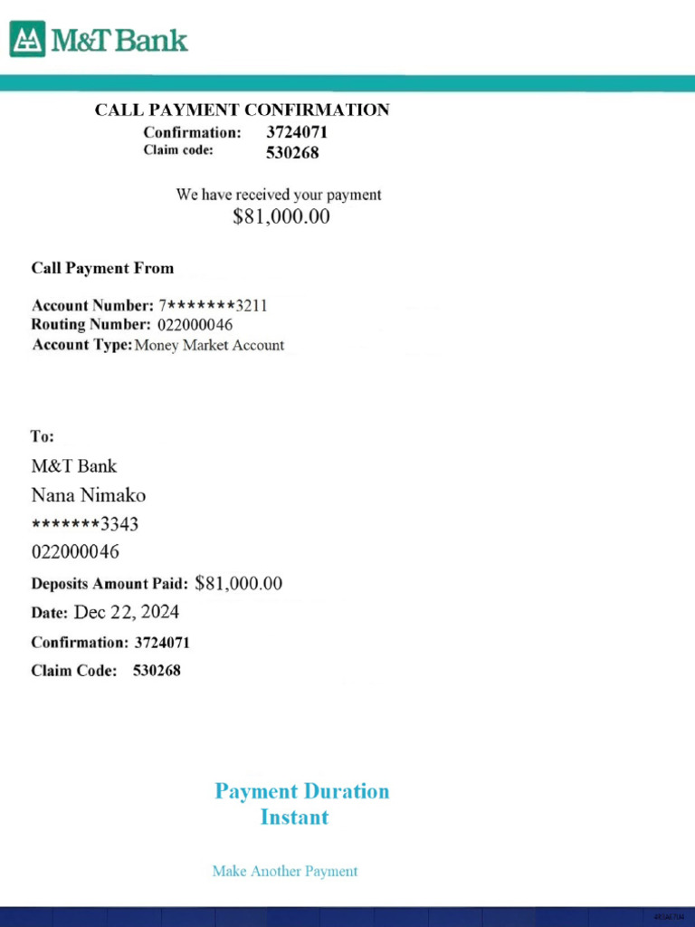 81k M&T Vald Payment To Nana Nimako Confirmation-2 | PDF