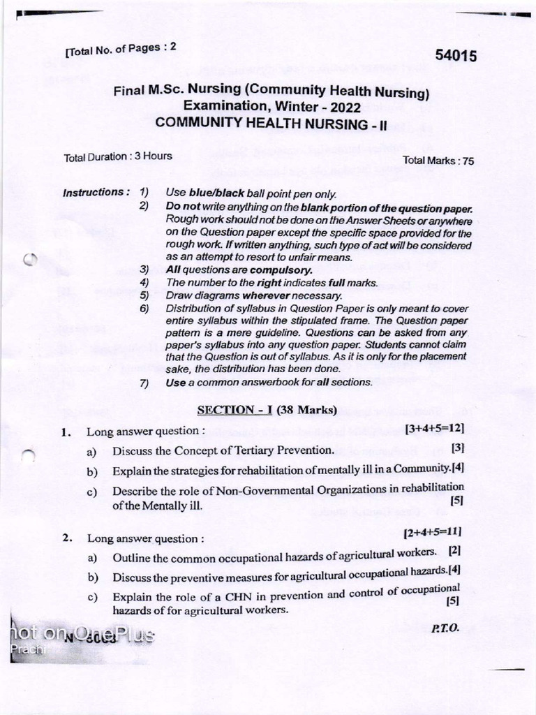 2nd MSC Community Health Nursing-II | PDF | Occupational Safety And Health | Health Care