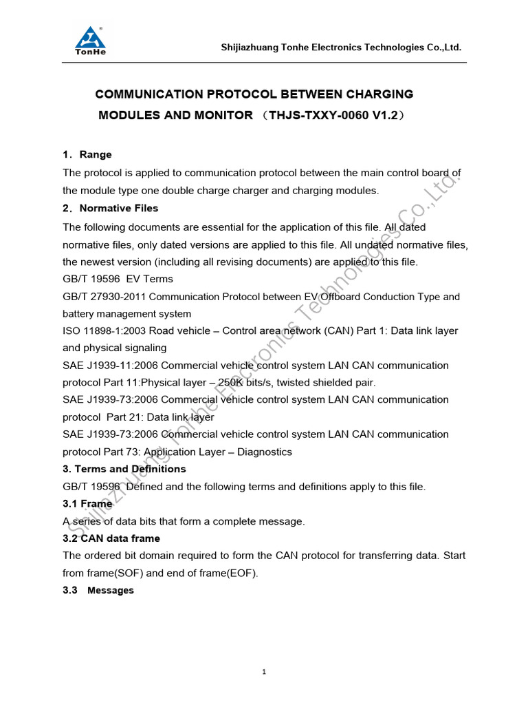 Tonhe CAN Communication Protocol | PDF | Computer Data | Information And Communications Technology