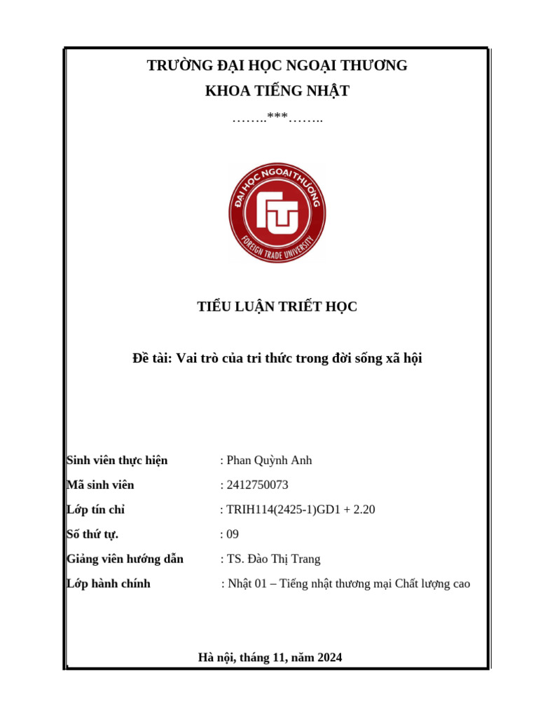 Bia Tieu Luan FTU | PDF
