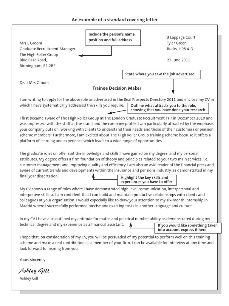 Graduate Scheme Cover Letter Example | PDF | Psychology | Human ...