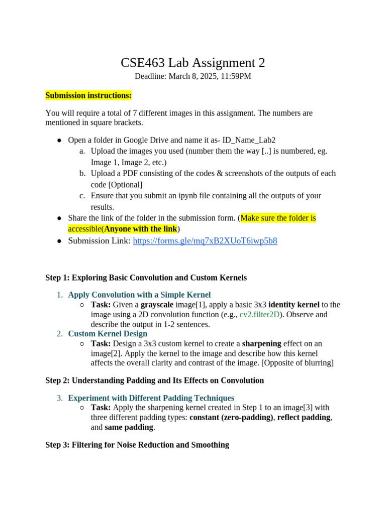 CSE463 Lab 2: Image Processing Tasks | PDF | Computer Graphics | Image ...