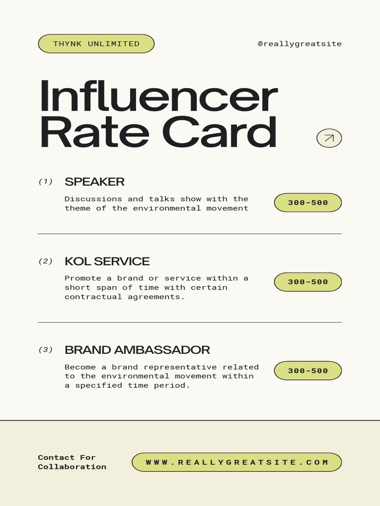 Beige and Yellow Clean Lined Influencer Rate Card Instagram Story ...