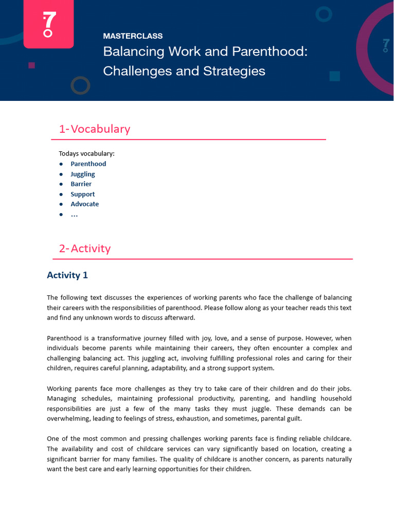 Balancing Work and Parenthood - Challenges and Strategies (Beginner ...