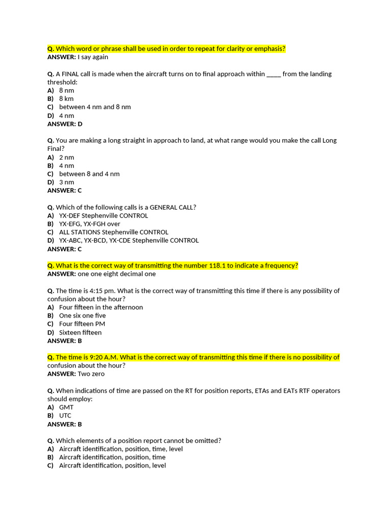 ATC Phraseology and Communication Guidelines | PDF | Instrument Flight ...