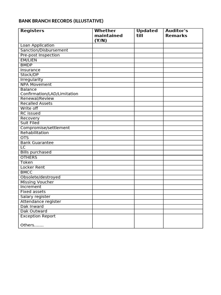 Bank Branch Records Management Guide | PDF