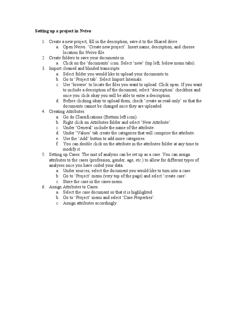 Setting Up a Project in NVivo Guide | PDF