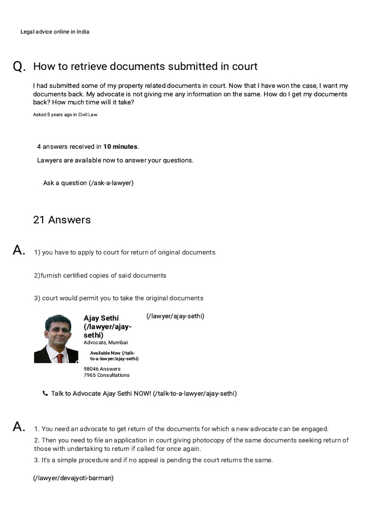 How To Retrieve Documents Submitted in Court | PDF | Lawyer | Advocate