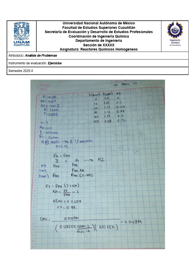Ejercicio Reactores | PDF