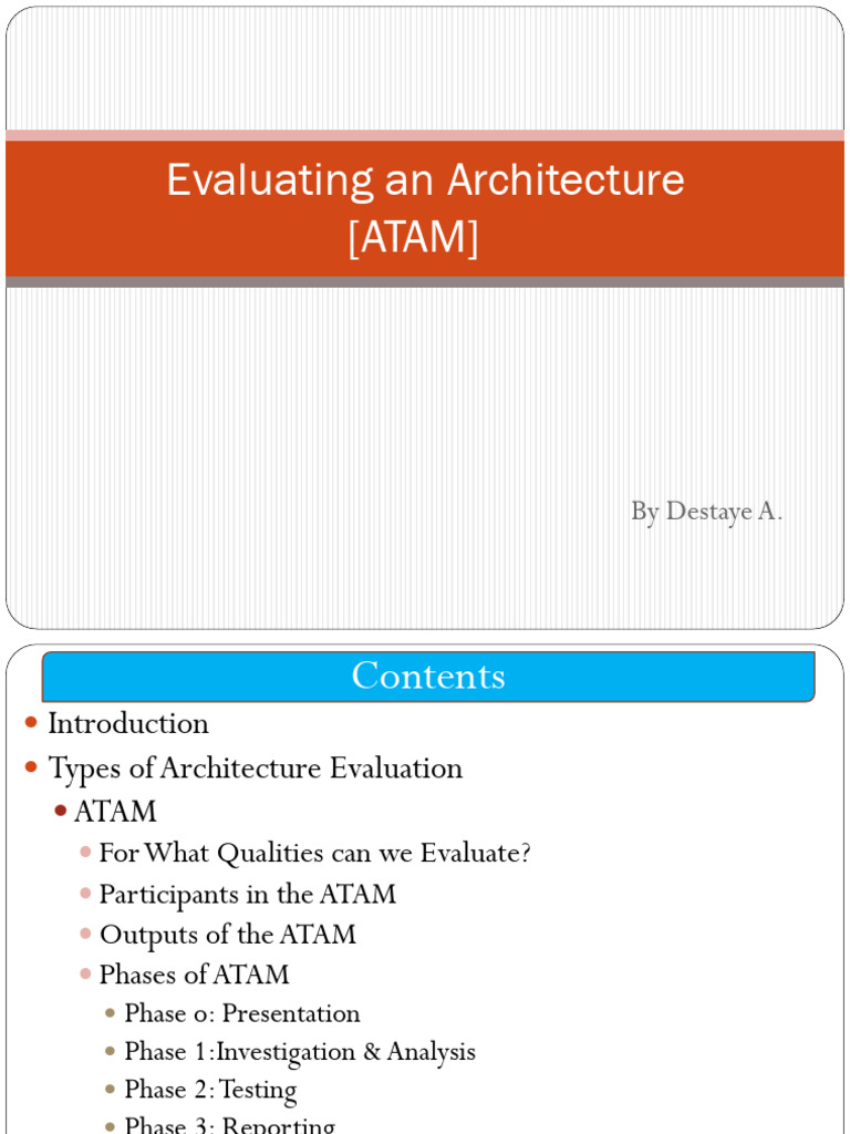 Evaluating architecture - ATAM - | PDF | Software Architecture | Risk