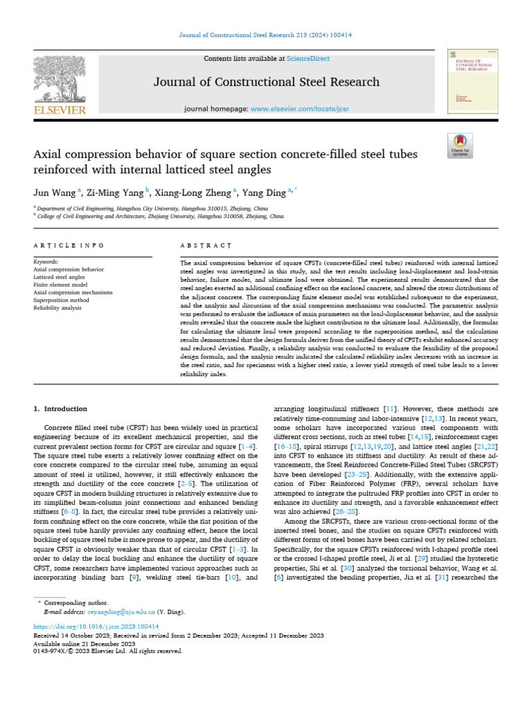 CFST With Internal Lattice Angles | PDF | Deformation (Engineering ...