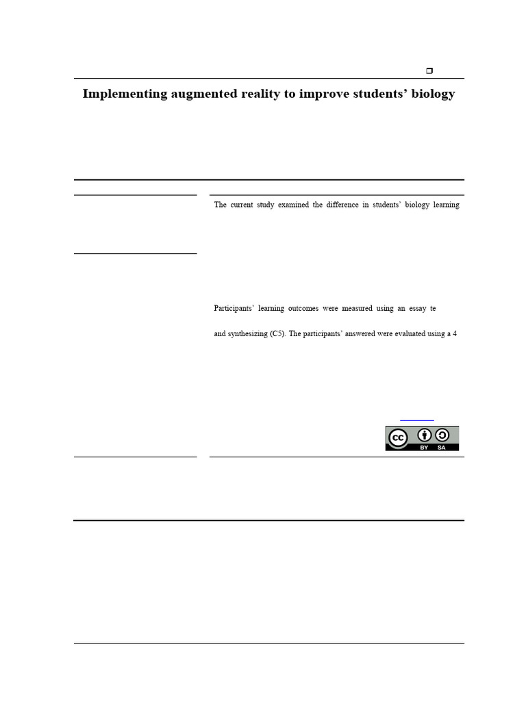 Implementing augmented reality to improve students’ biology learning outcomes: Gender-based ...