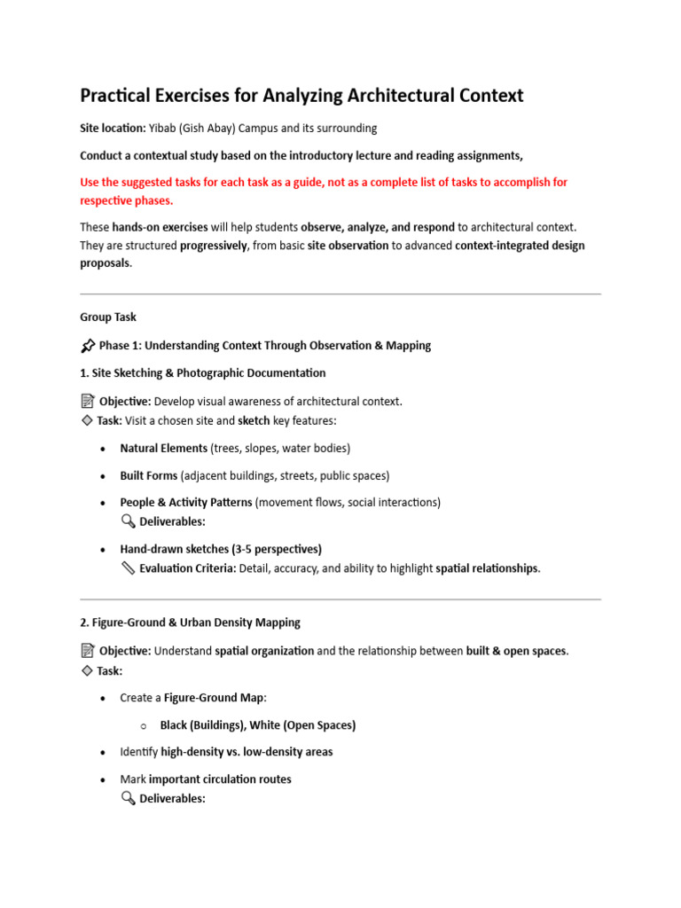 Practical Exercises For Analyzing Architectural Context | PDF
