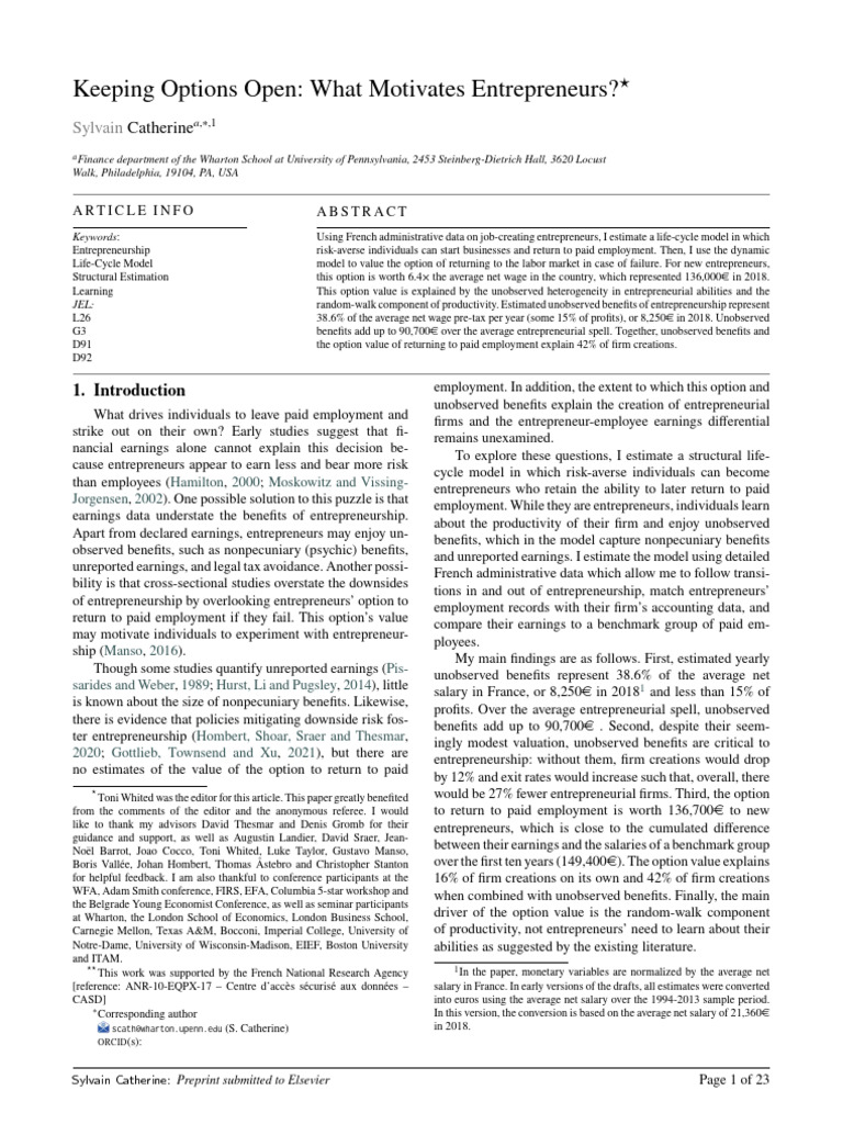 KeepingOptionsOpen | PDF | Entrepreneurship | Employment