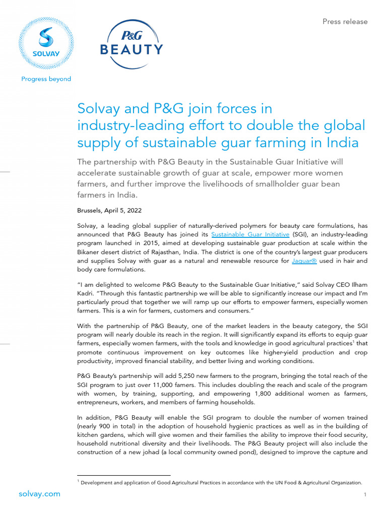 Solvay and P&G Join Forces in Industry-Leading Effort To Double The ...