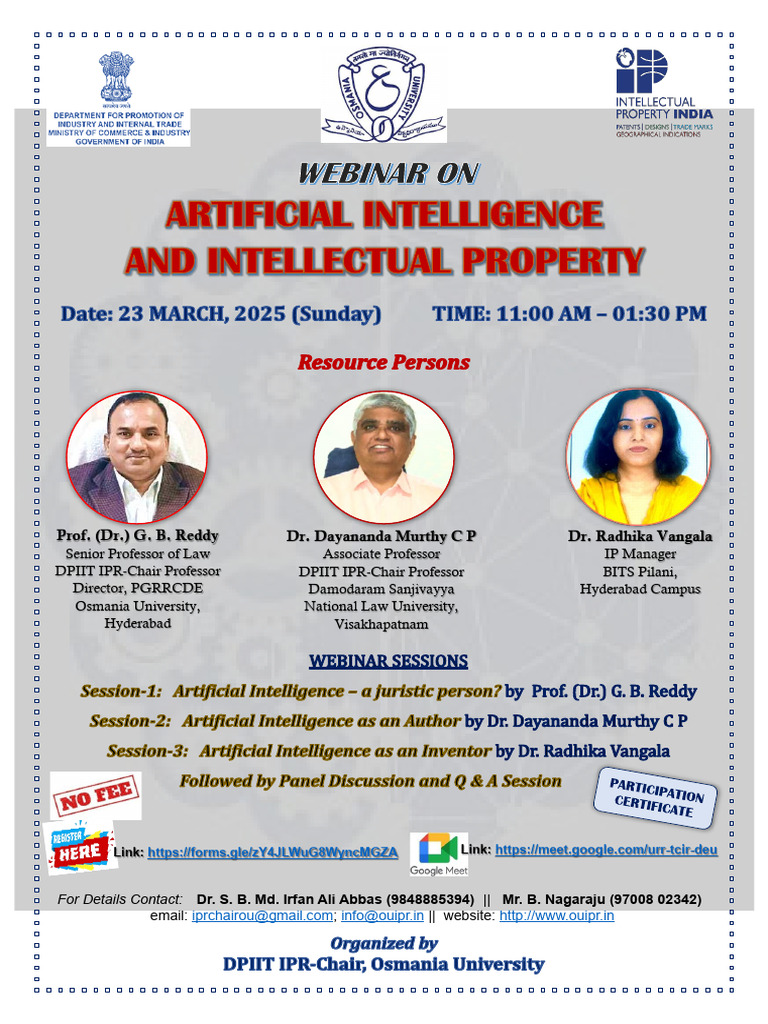 WEBINAR - AI and IP - DPIIT OU - F | PDF