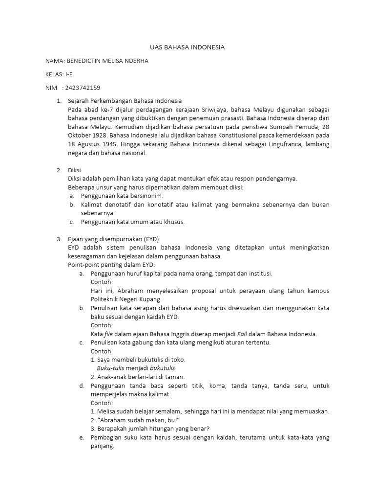 MELISA (UAS BINDO) | PDF