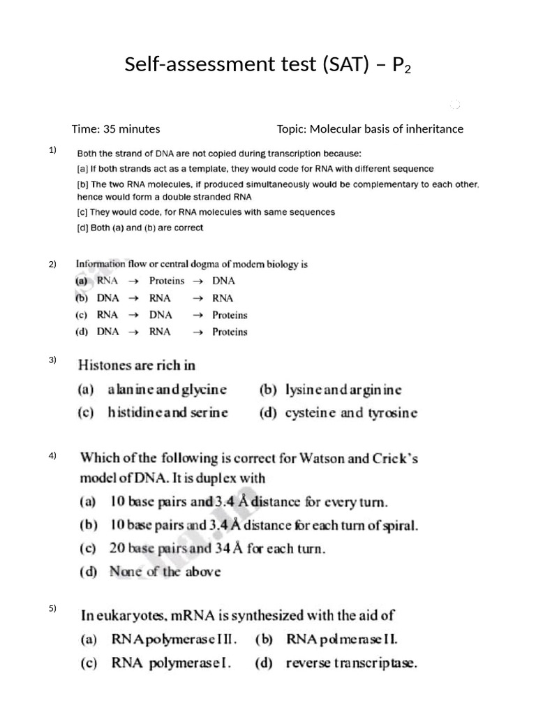 mol bio P2 SAT A | PDF