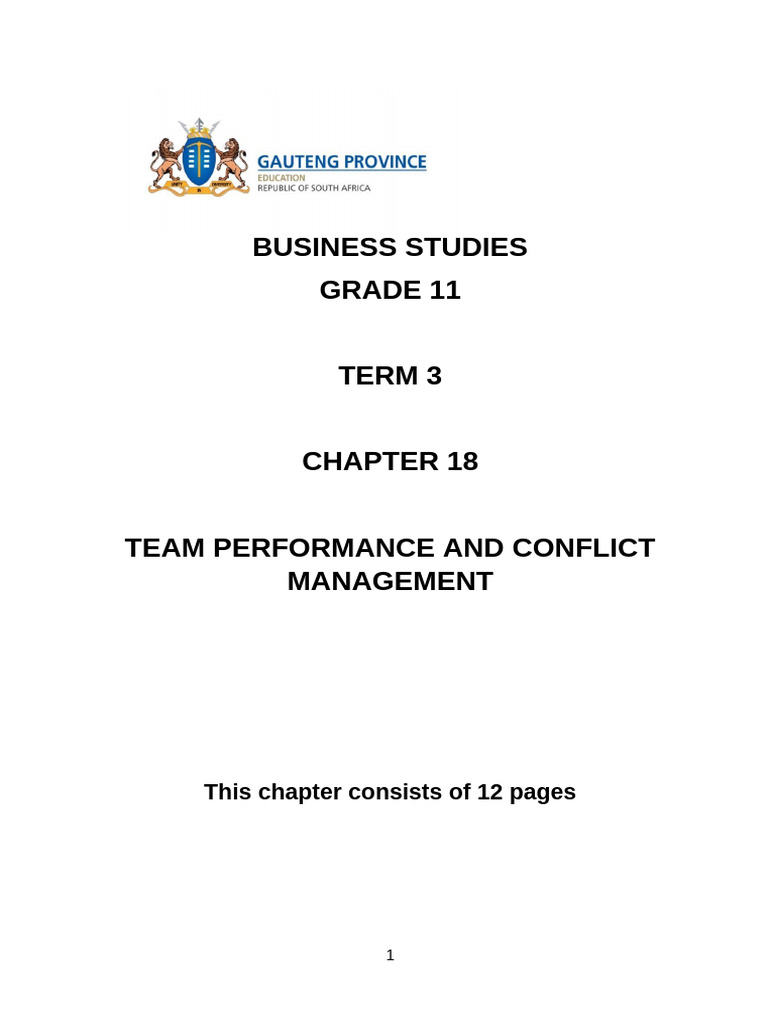 Team Performance & Conflict Management Guide | PDF | Employment | Trade ...