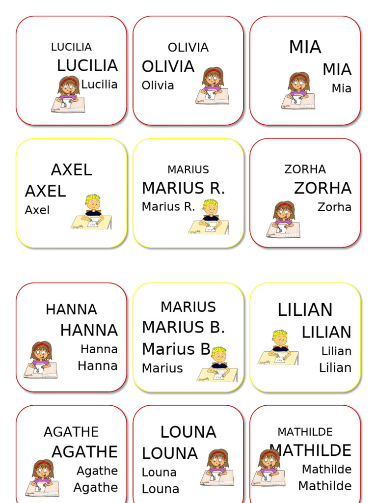 Etiquettes Mysticlolly Fille Garcon Version 2021 | PDF