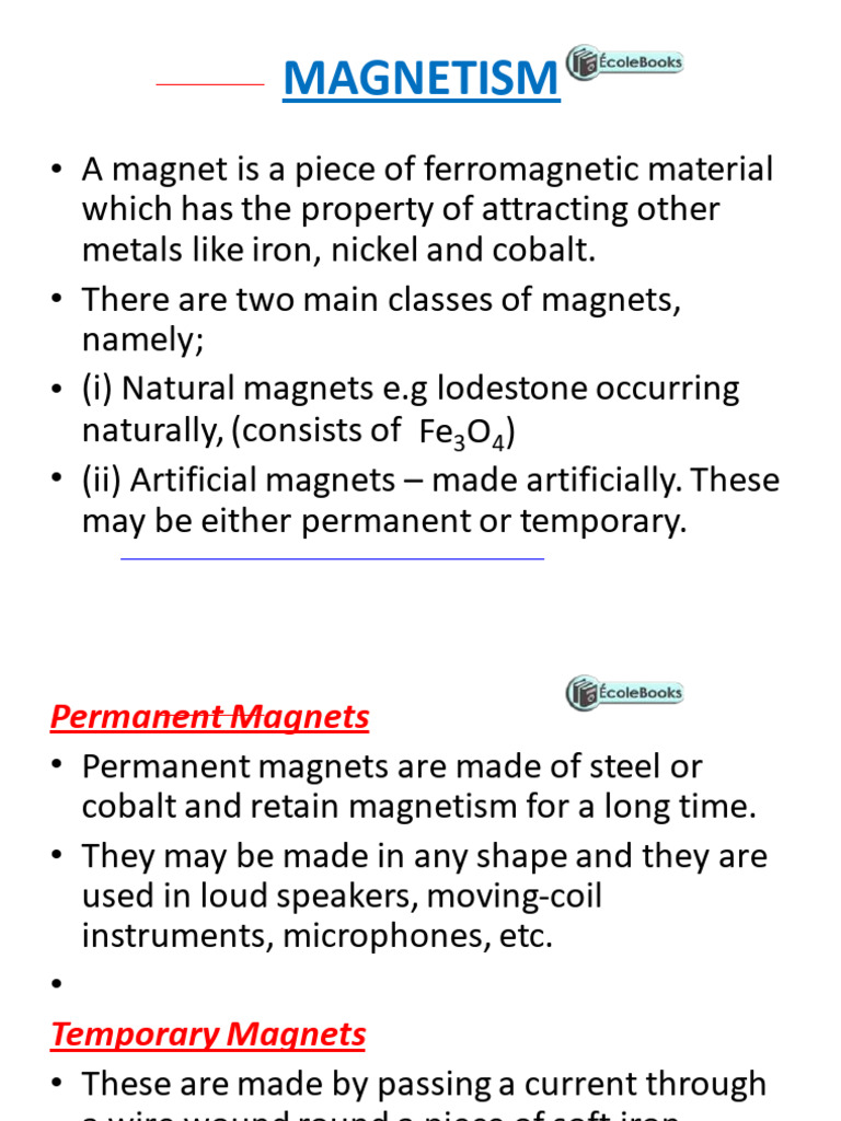 S4 PHYSICS MAGNETISM NOTES SLIDES (ecolebooks.com) (1) | PDF | Magnet ...