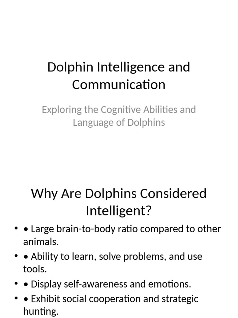Dolphin Intelligence and Communication | PDF