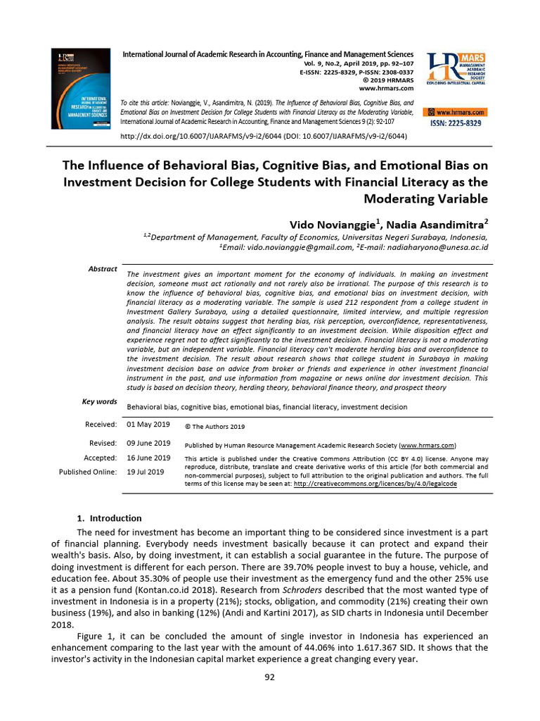 The Influence of Behavioral Bias, Cognitive Bias, and Emotional Bias On ...