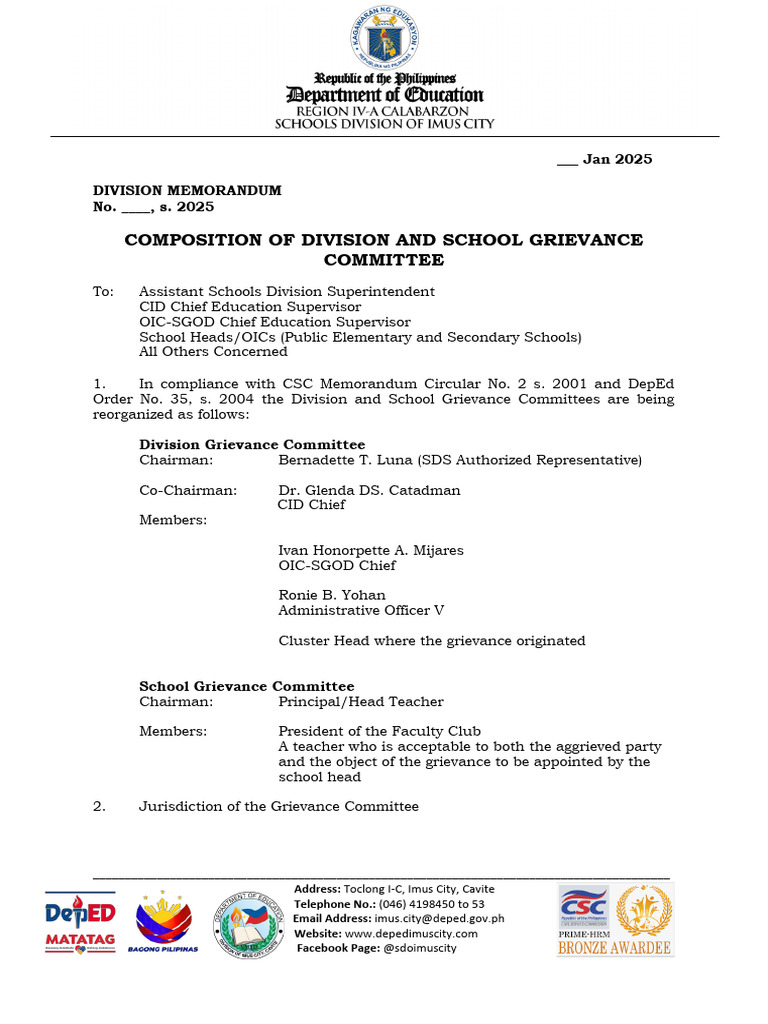 Division Grievance Committee Structure | PDF | Government