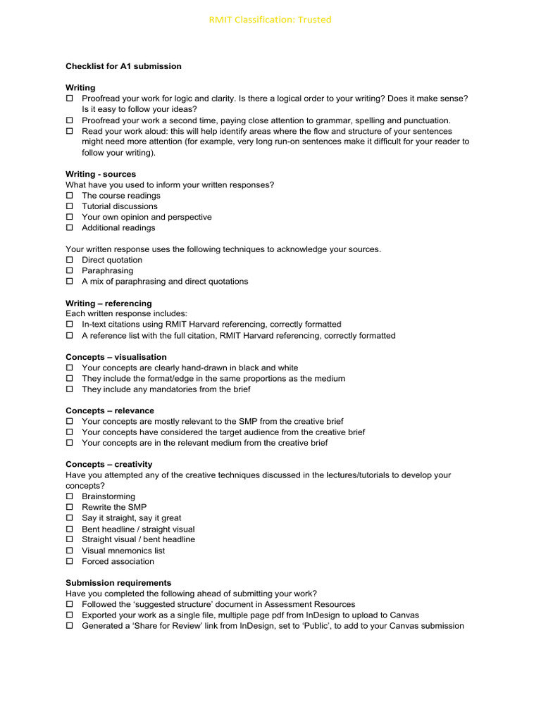 Self-review checklist - A1-3 | PDF
