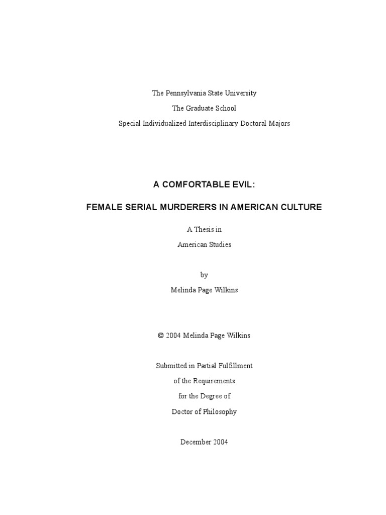 A Comfortable EVIL Female Serial Murderers in American Culture | PDF ...