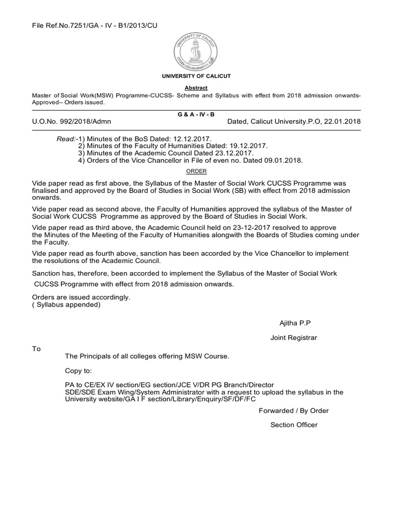 MSW Syllabus | PDF | Social Work | Thesis