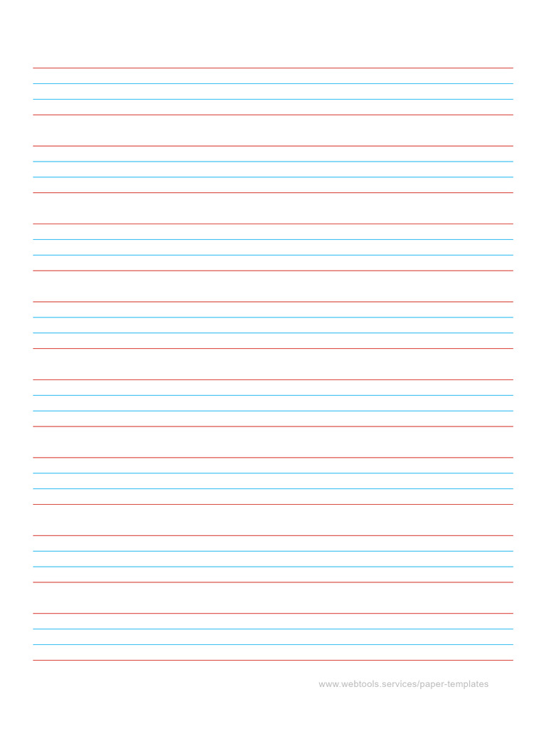 Wide Four Lines English Alphabet Writing Paper Template-A4 With 0.5 in ...