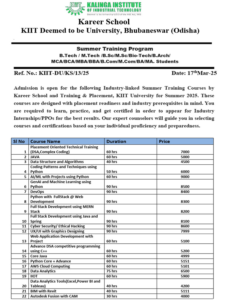 Summer Training Notice - 2025 | PDF | Computing | Computer Science