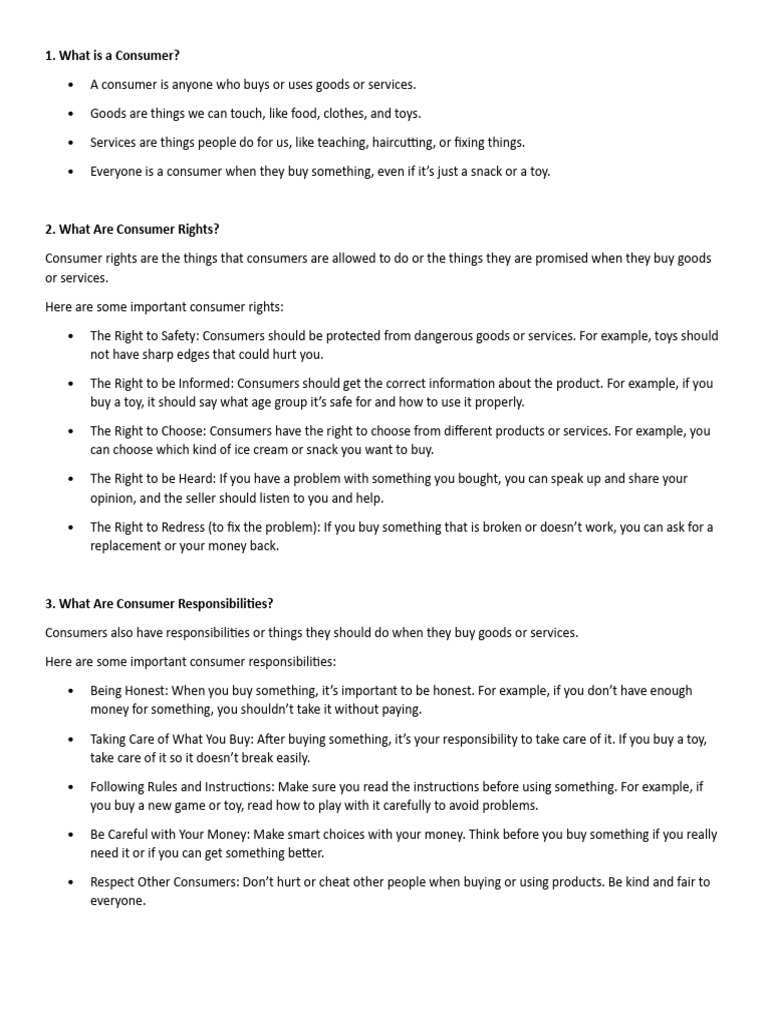 Understanding Consumer Rights & Responsibilities | PDF