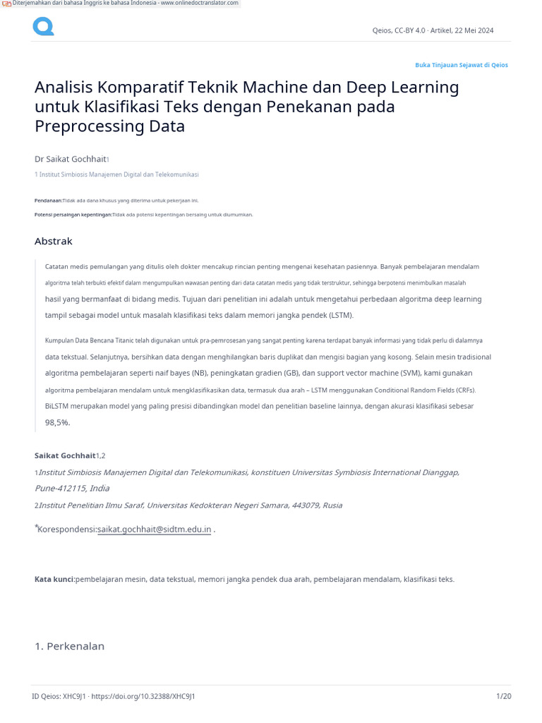 Comparative Analysis of Machine and Deep Learning .En - Id | PDF