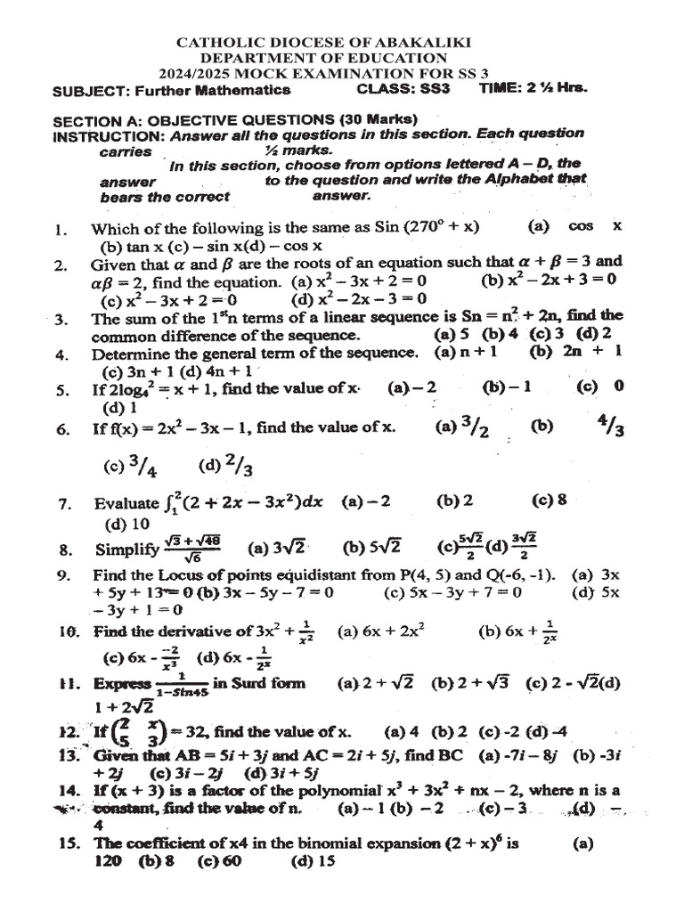 Further Mathematics Question | PDF