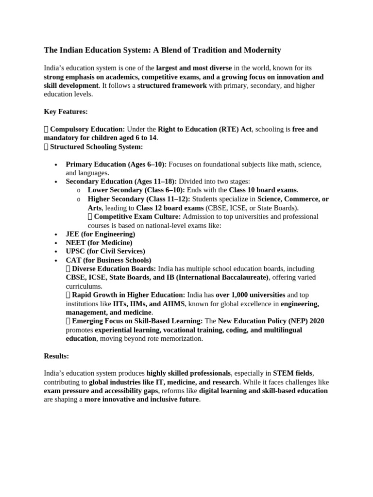 The Indian Education System | PDF