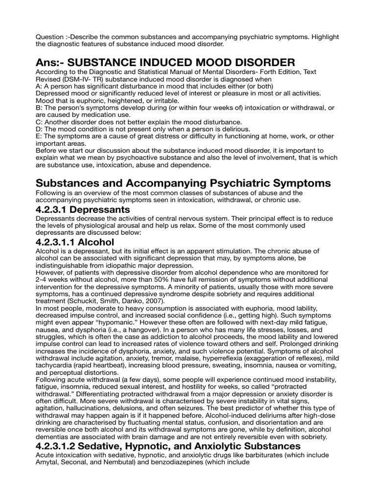 Substance Induced Mood Disorder | PDF | Mood Disorders | Opioid