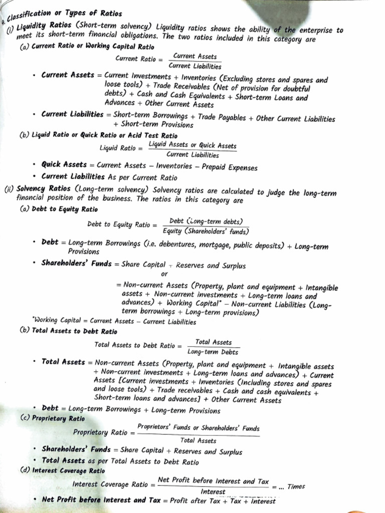Ratios Formula | PDF | Revenue | Expense